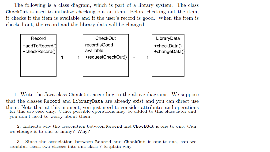 Solved The following is a class diagram, which is part of a | Chegg.com