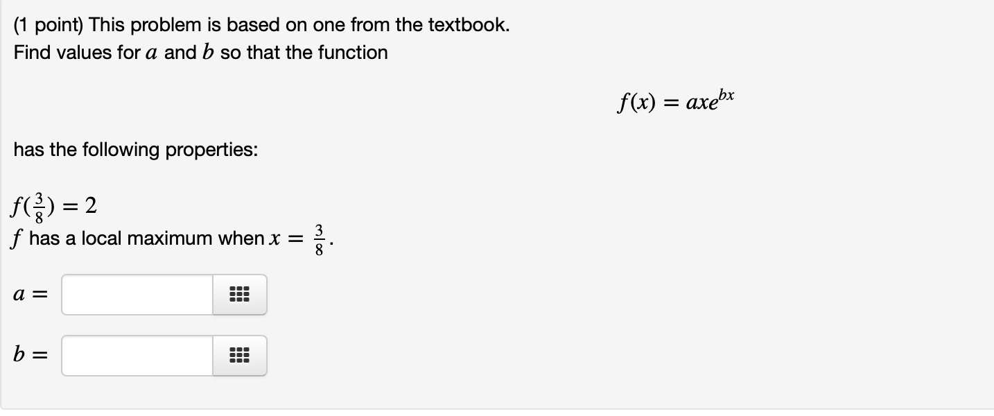 Solved (1 point) This problem is based on one from the | Chegg.com