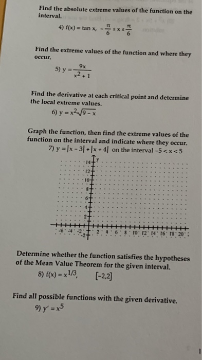 Solved Find the absolute extreme values of the function on | Chegg.com