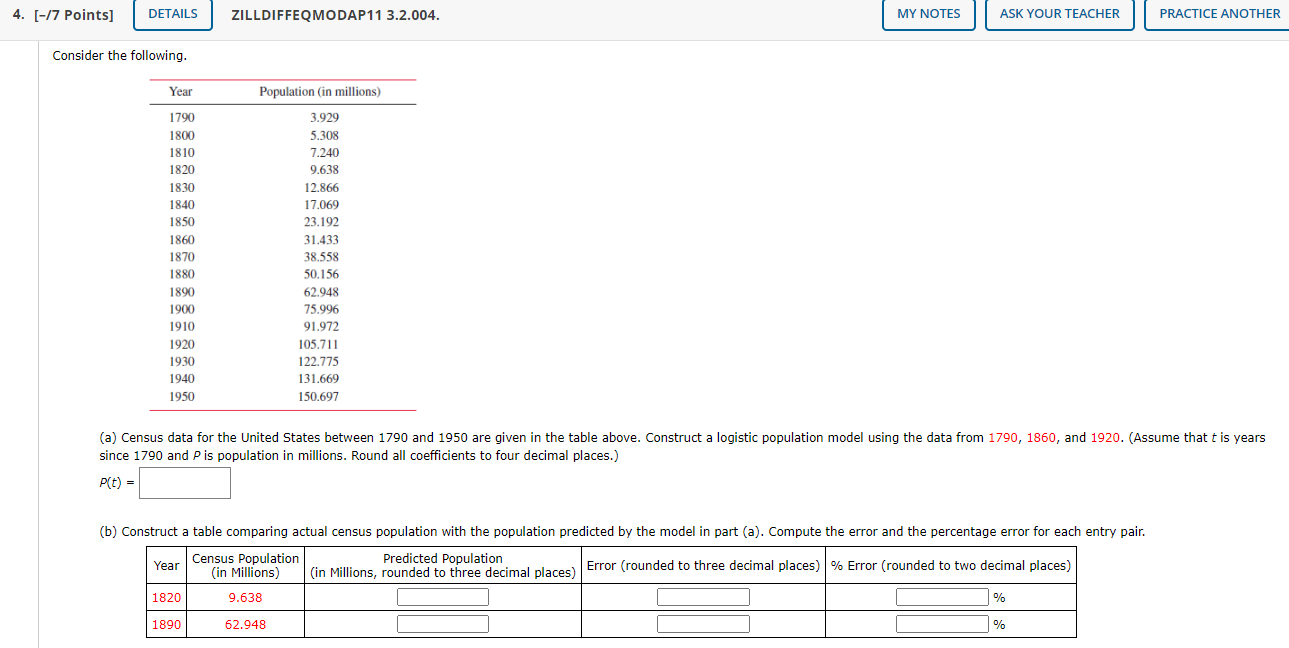 Solved 4. [-17 Points] DETAILS ZILLDIFFEQMODAP11 3.2.004. MY | Chegg.com