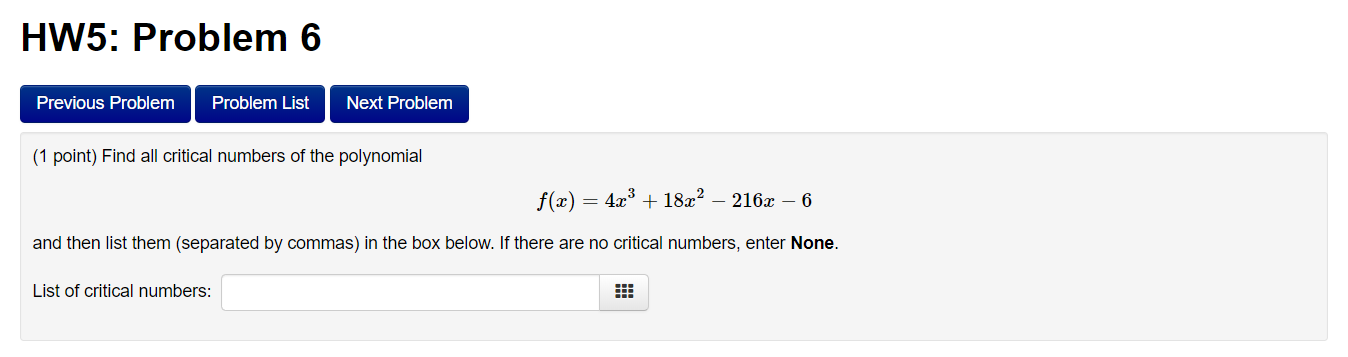 Solved HW5: Problem 6 Previous Problem Problem List Next | Chegg.com