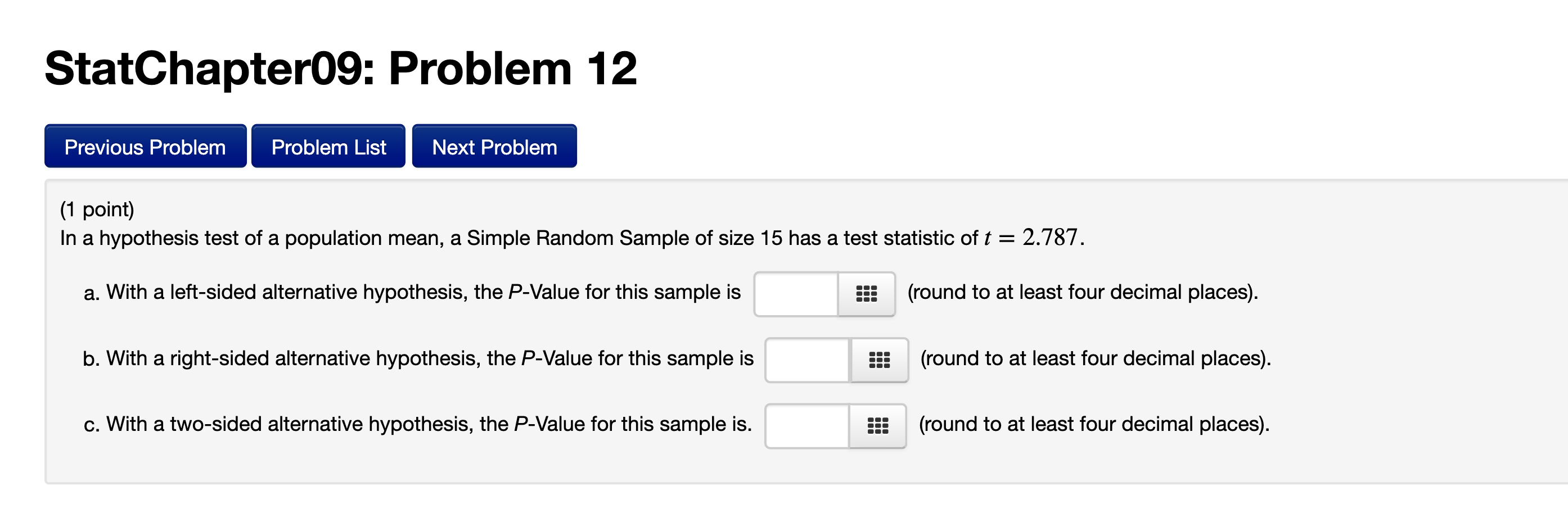 Solved StatChapter09: Problem 10 Previous Problem Problem | Chegg.com