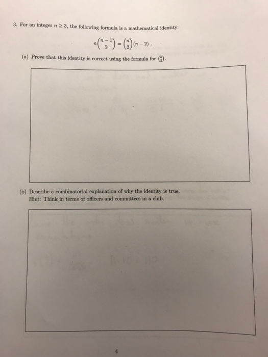 Solved 3. For an integer n 2 3, the following formula is a | Chegg.com