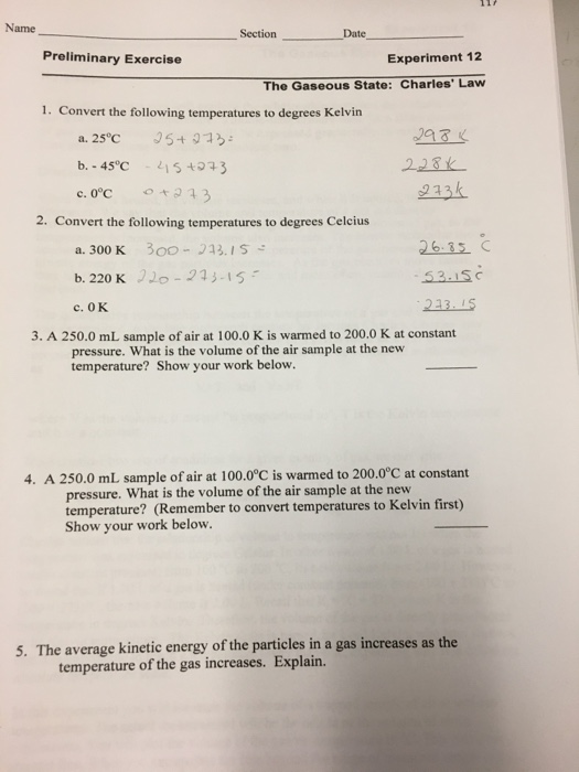 Solved Name SectionDate Preliminary Exercise Experiment 12 | Chegg.com