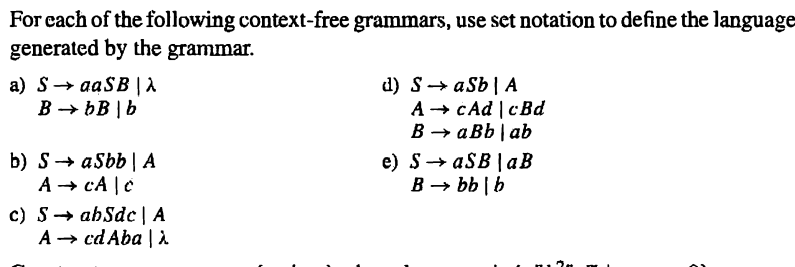 Solved For each of the following context-free grammars, use | Chegg.com