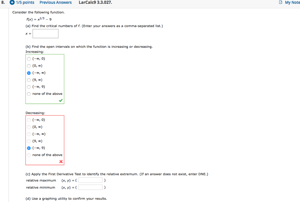 Solved 8. + 1/5 points Previous Answers LarCalc9 3.3.027. My | Chegg.com