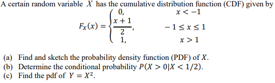 Solved FX(x)=⎩⎨⎧0,2x+1,1,x 1 (a) Find and sketch | Chegg.com