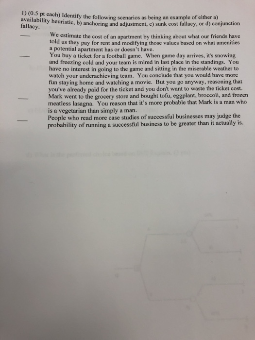Solved D(0.5 pt each) Identify the following scenarios as | Chegg.com