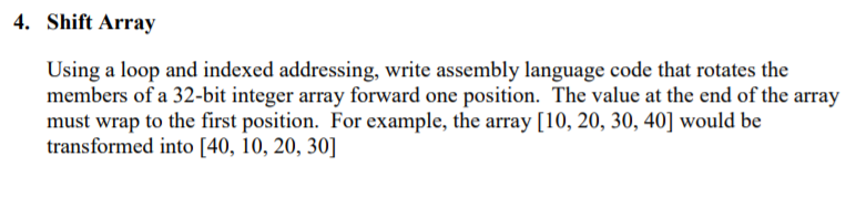 Solved 4 Shift Array Using A Loop And Indexed Addressing 