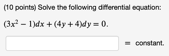 Solved (10 points) Solve the following differential | Chegg.com