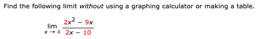 Solved Find the following limit without using a graphing | Chegg.com