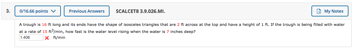 Solved A trough is 16 ft long and its ends have the shape | Chegg.com