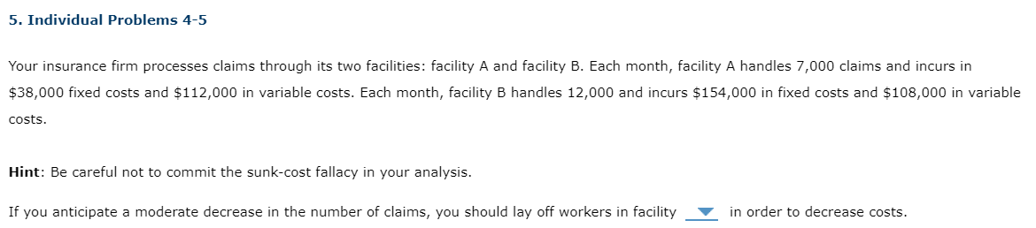 Solved 5. Individual Problems 4-5 Your insurance firm | Chegg.com