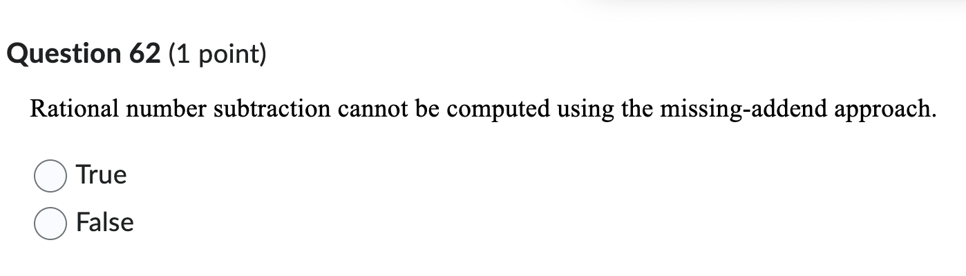 Solved Rational number subtraction cannot be computed using | Chegg.com