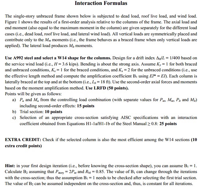 Interaction Formulas The single-story unbraced frame | Chegg.com