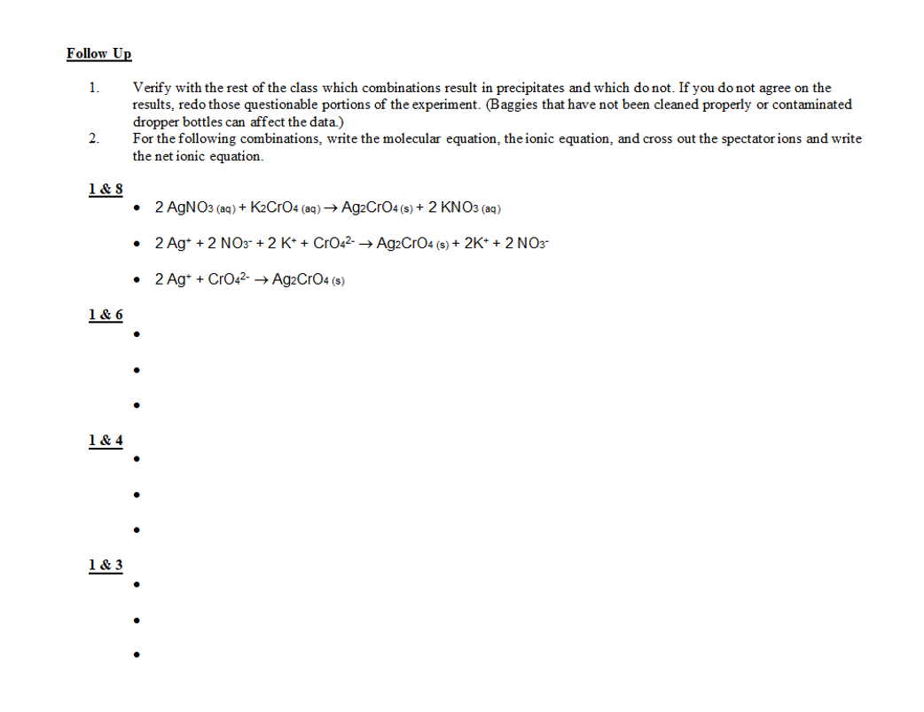 Solved 1. 2. 3. PRECIPITATE LAB For each compound, write the | Chegg.com