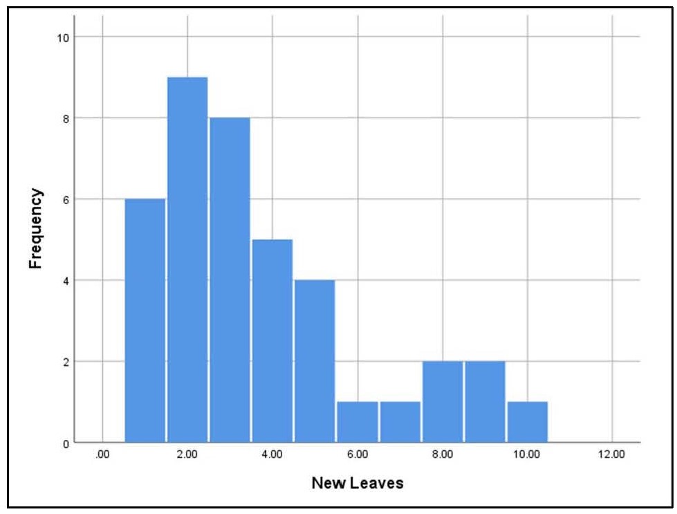 Solved The histogram shows the number of new leaves that | Chegg.com
