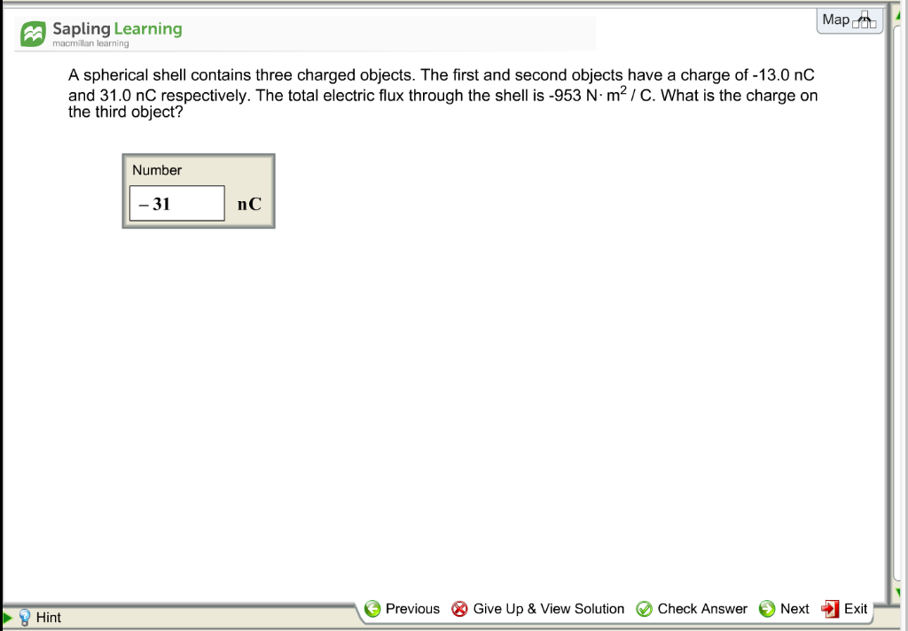 Solved A spherical shell contains three charged objects. The | Chegg.com