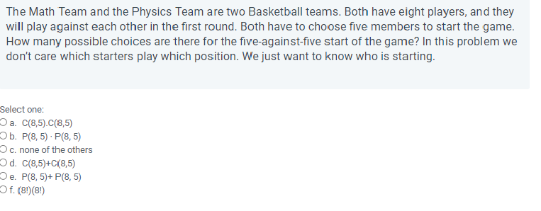 Solved The Math Team and the Physics Team are two Basketball | Chegg.com