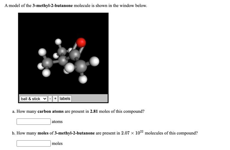 Solved A model of the 3-methyl-2-butanone molecule is shown | Chegg.com