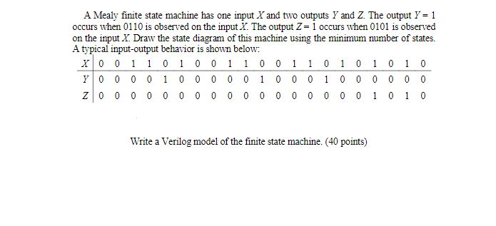 Solved A Mealy finite state machine has one input X and two | Chegg.com