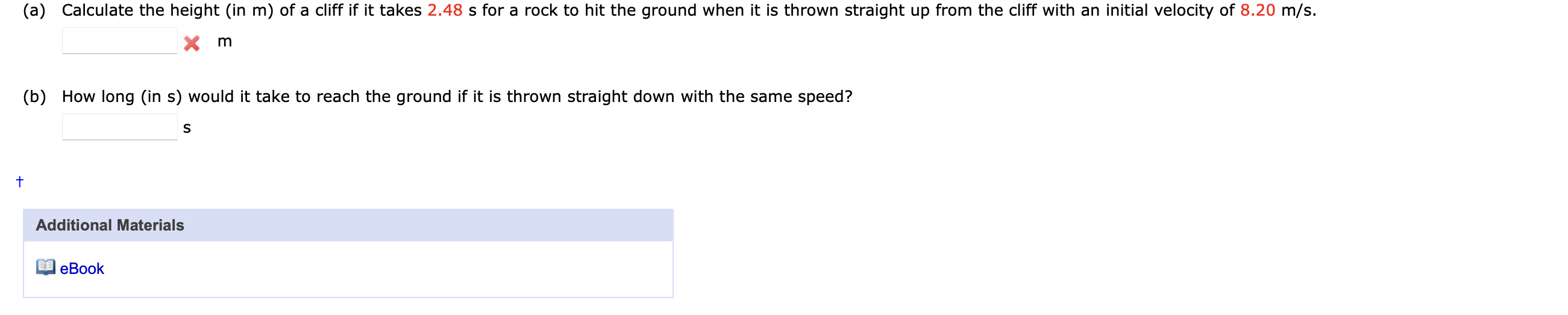 (a) Calculate the height (in m ) of a cliff if it | Chegg.com