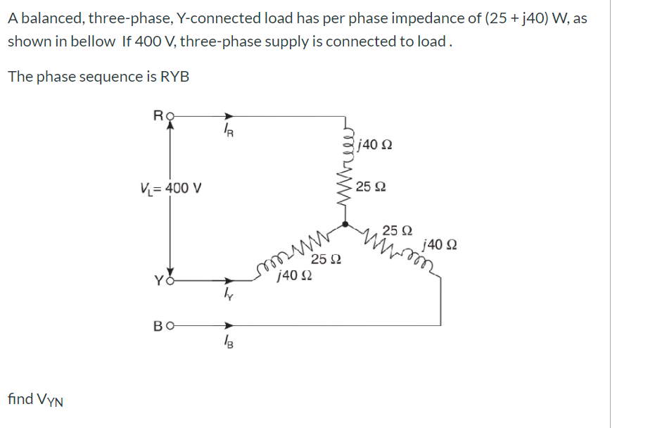 Solved A balanced, three-phase, Y-connected load has per | Chegg.com