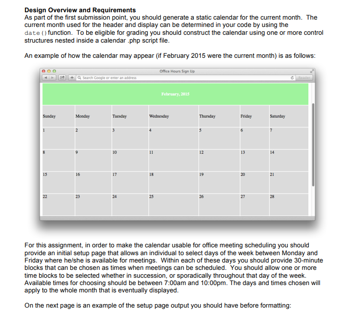 Solved Design Overview and Requirements As part of the first | Chegg.com