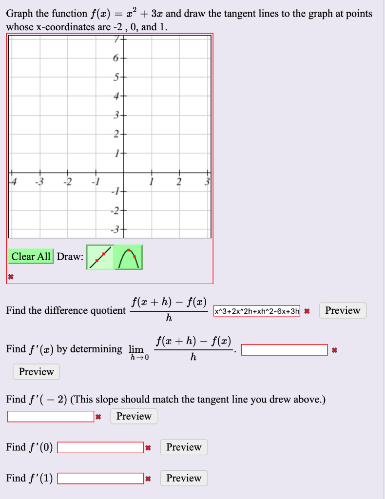 Solved Graph the function f(x) = x2 + 3x and draw the | Chegg.com