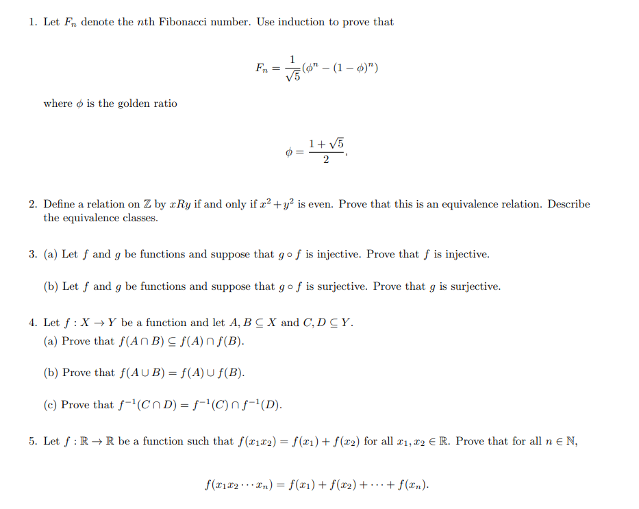 Solved 1. Let Fn denote the nth Fibonacci number. Use | Chegg.com
