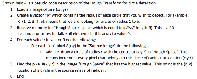 Solved Shown below is a pseudo code description of the Hough | Chegg.com
