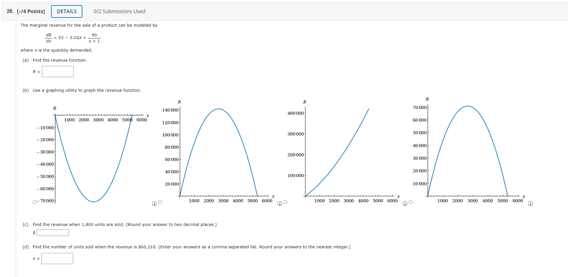 Solved 28. [-14 Points] DETAILS 0/2 Submissions Used The | Chegg.com