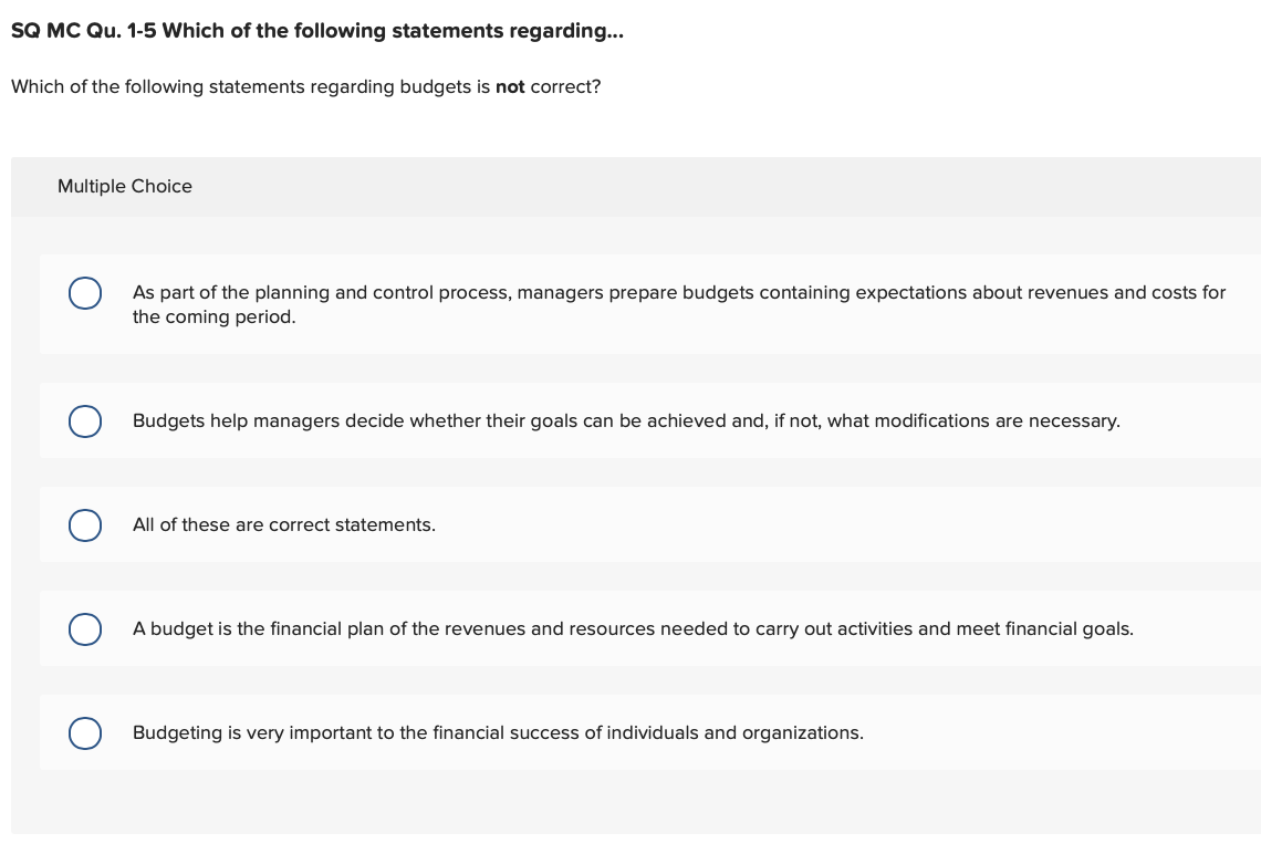 Solved SQ MC Qu. 1-5 ﻿Which of the following statements | Chegg.com