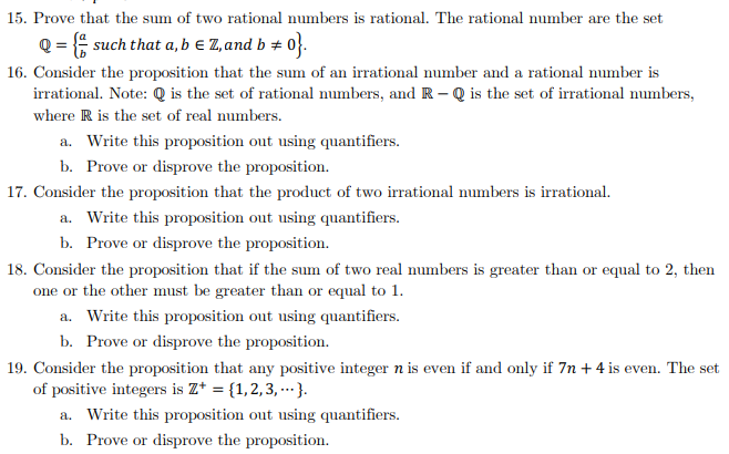 Solved 15 Prove That The Sum Of Two Rational Numbers Is