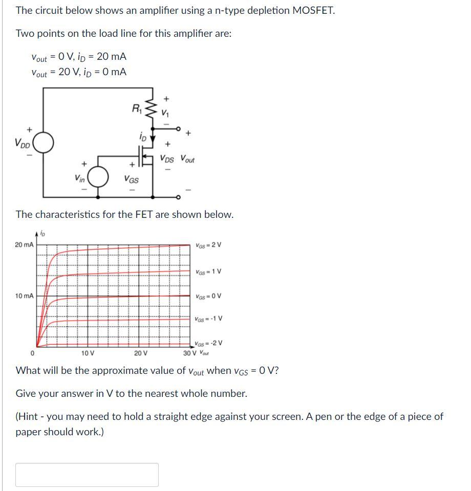 Solved The circuit below shows an amplifier using a n-type | Chegg.com