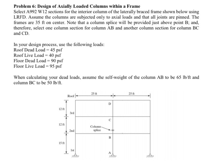 Solved Problem 6: Design of Axially Loaded Columns within a | Chegg.com
