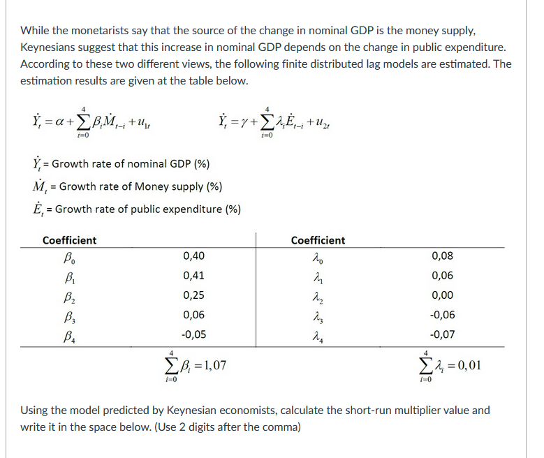 Solved While the monetarists say that the source of the | Chegg.com