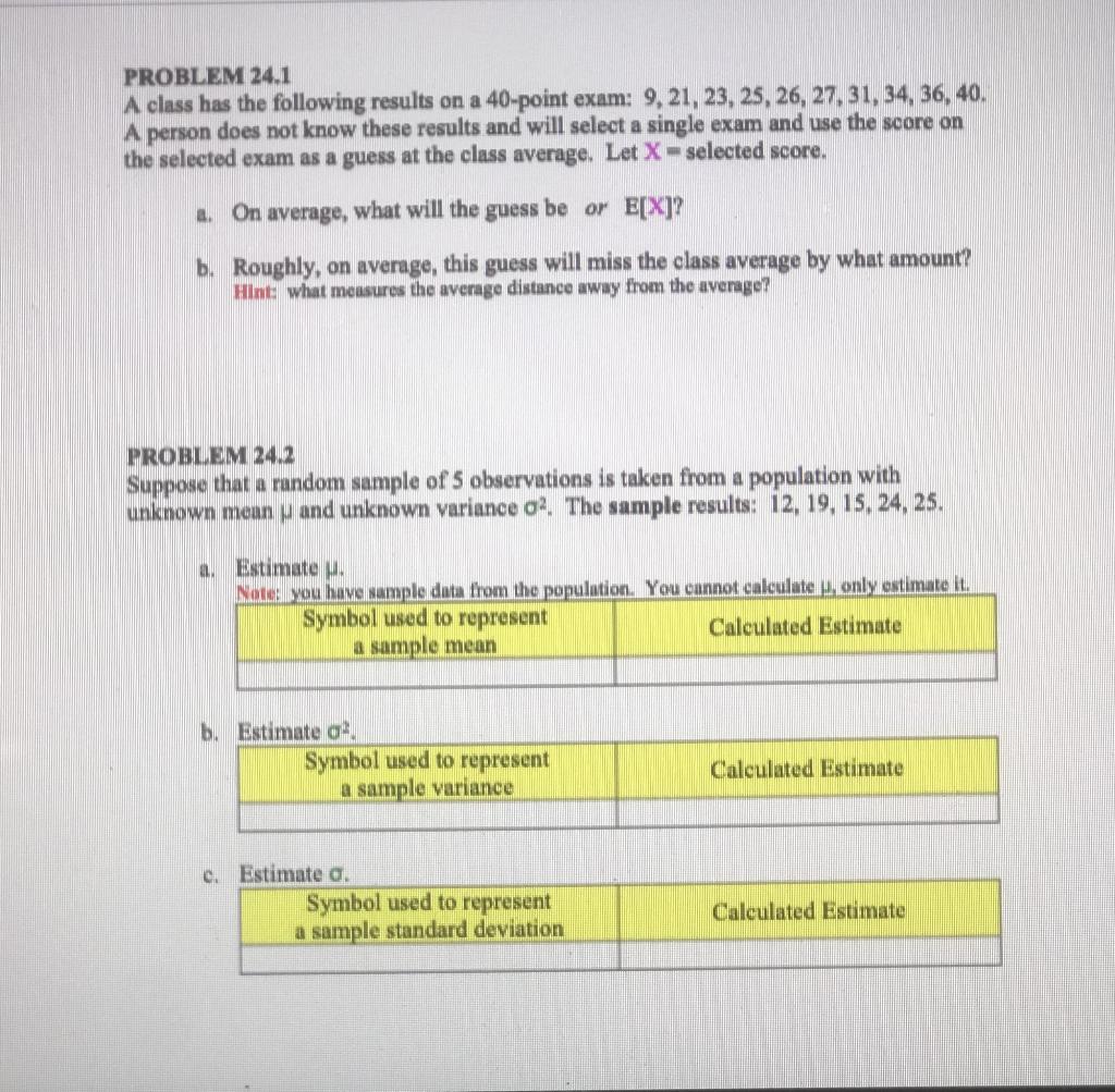 Solved PROBLEM 24.1 A class has the following results on a | Chegg.com
