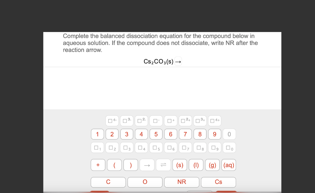 Solved Complete the balanced dissociation equation for the | Chegg.com