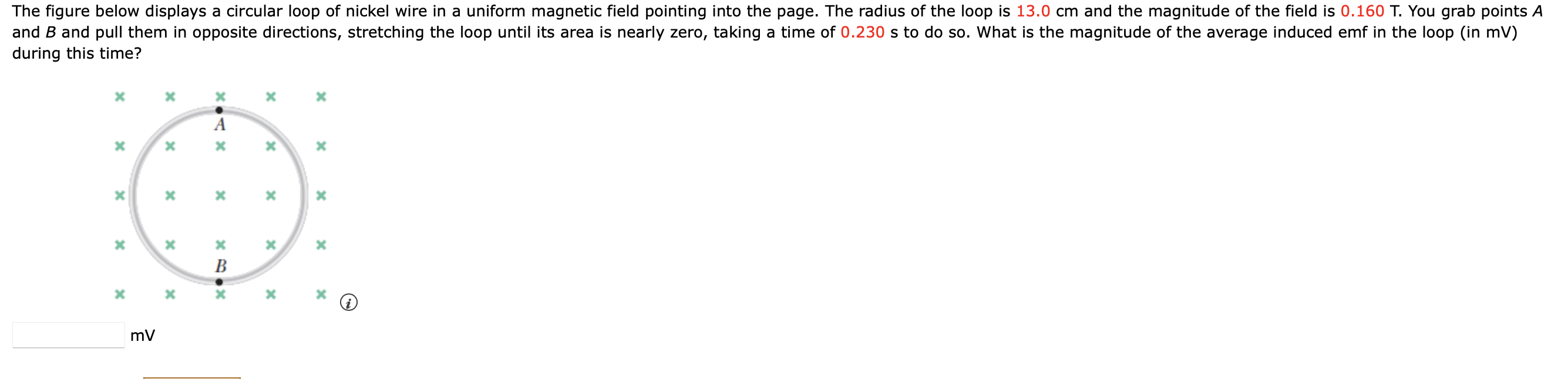 Solved The figure below displays a circular loop of nickel | Chegg.com