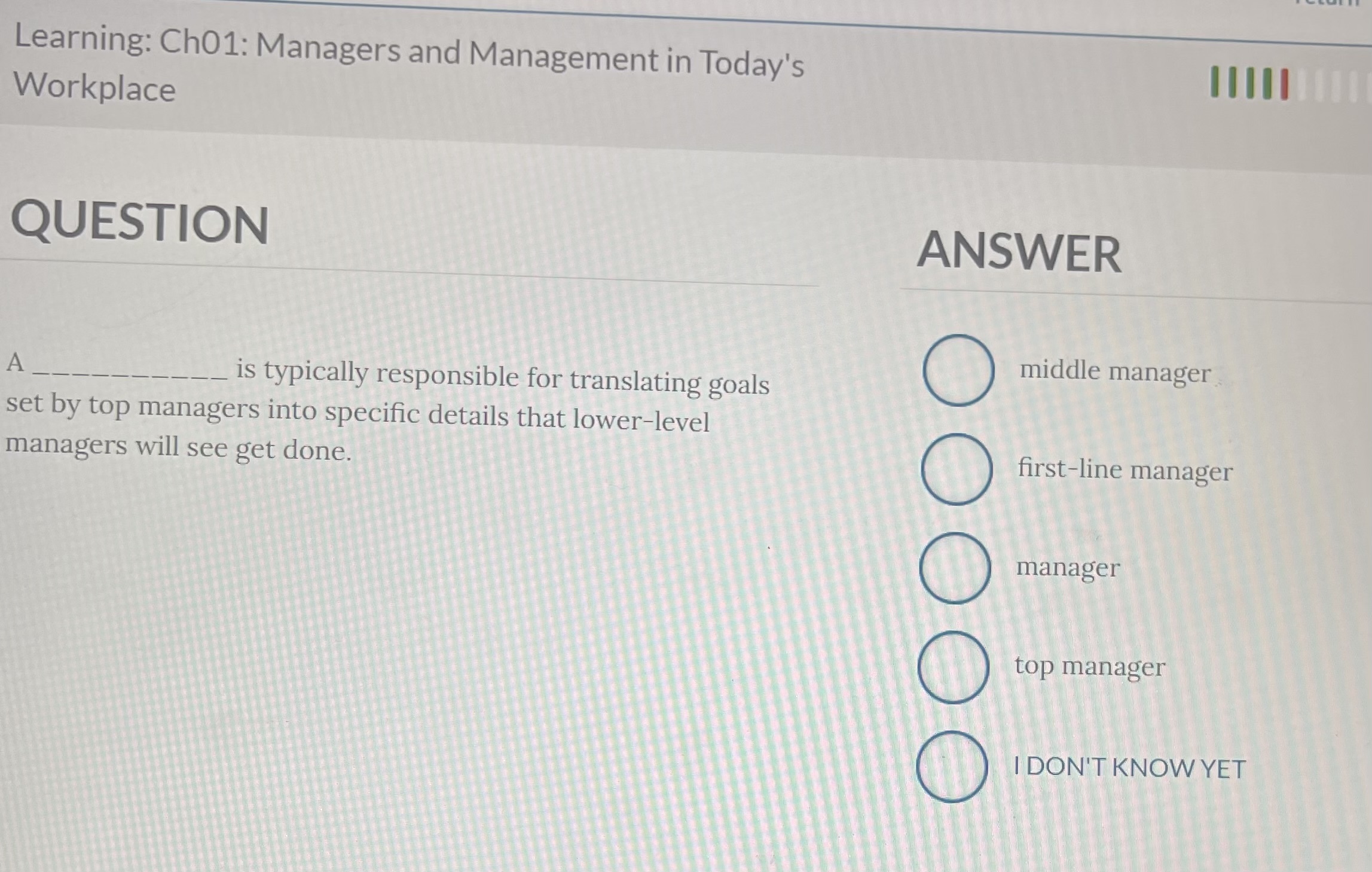 Solved Learning: Ch01: Managers and Management in | Chegg.com