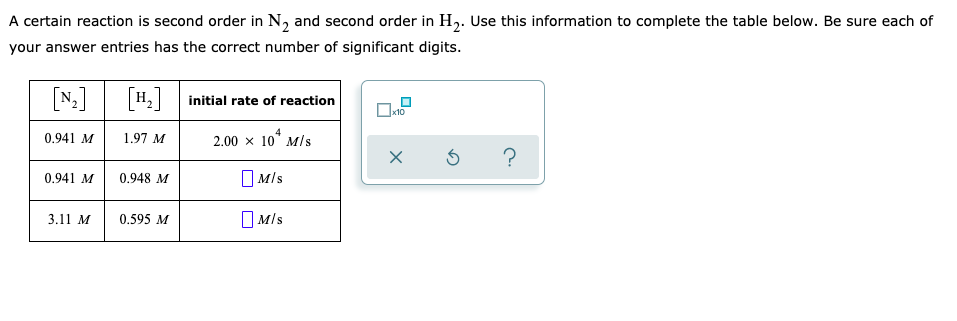 Solved A certain reaction is second order in N2 and second | Chegg.com