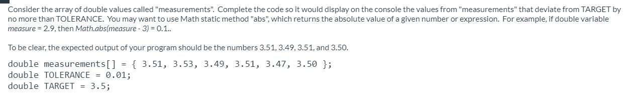 Solved Consider the array of double values called | Chegg.com