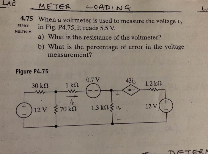 Solved LAB METER LOADING When a voltmeter is used to measure | Chegg.com