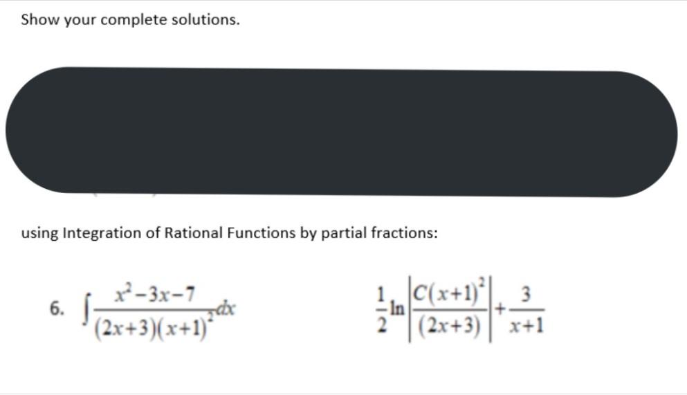 Solved Show your complete solutions. using Integration of | Chegg.com