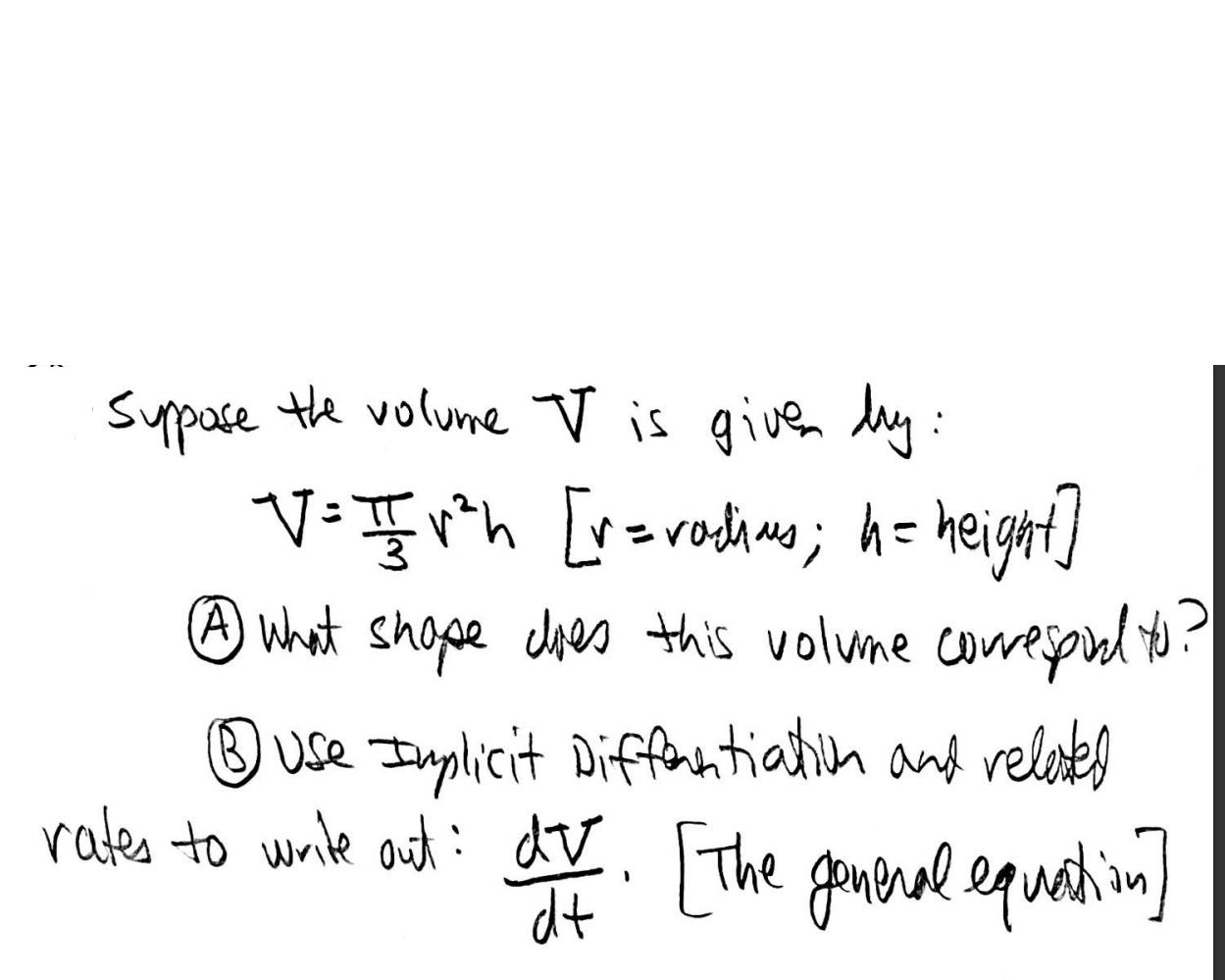 Solved Suppose The Volume V Is Given By V pi 3 R 2 H Chegg