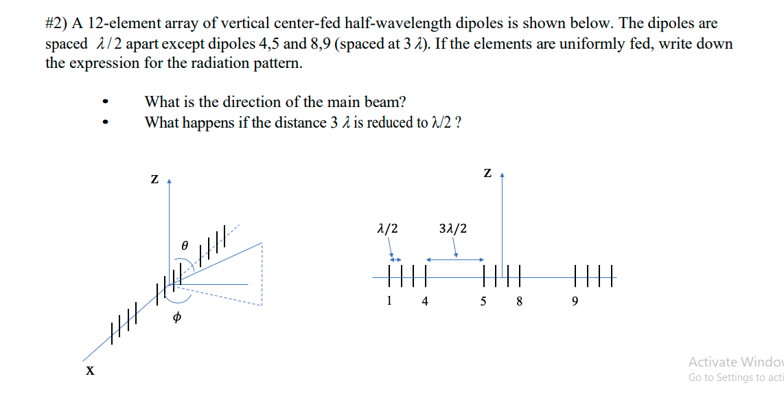 Solved \#2) A 12-element array of vertical center-fed | Chegg.com