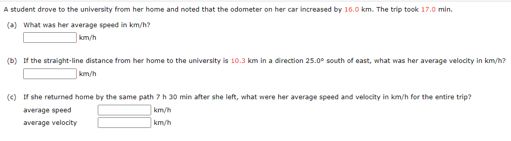 Solved A student drove to the university from her home and | Chegg.com