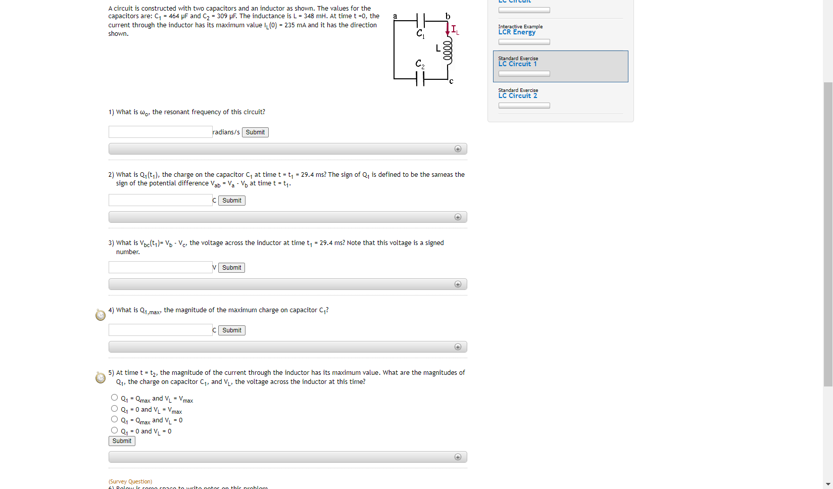 Solved A circuit is constructed with two capacitors and an | Chegg.com