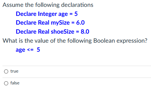 Solved Assume the following declarations Declare Integer age | Chegg.com